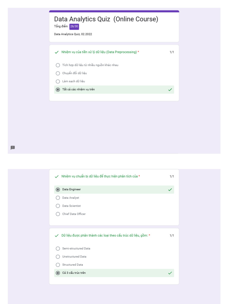 Data Analytics Quiz (Online Course) | PDF