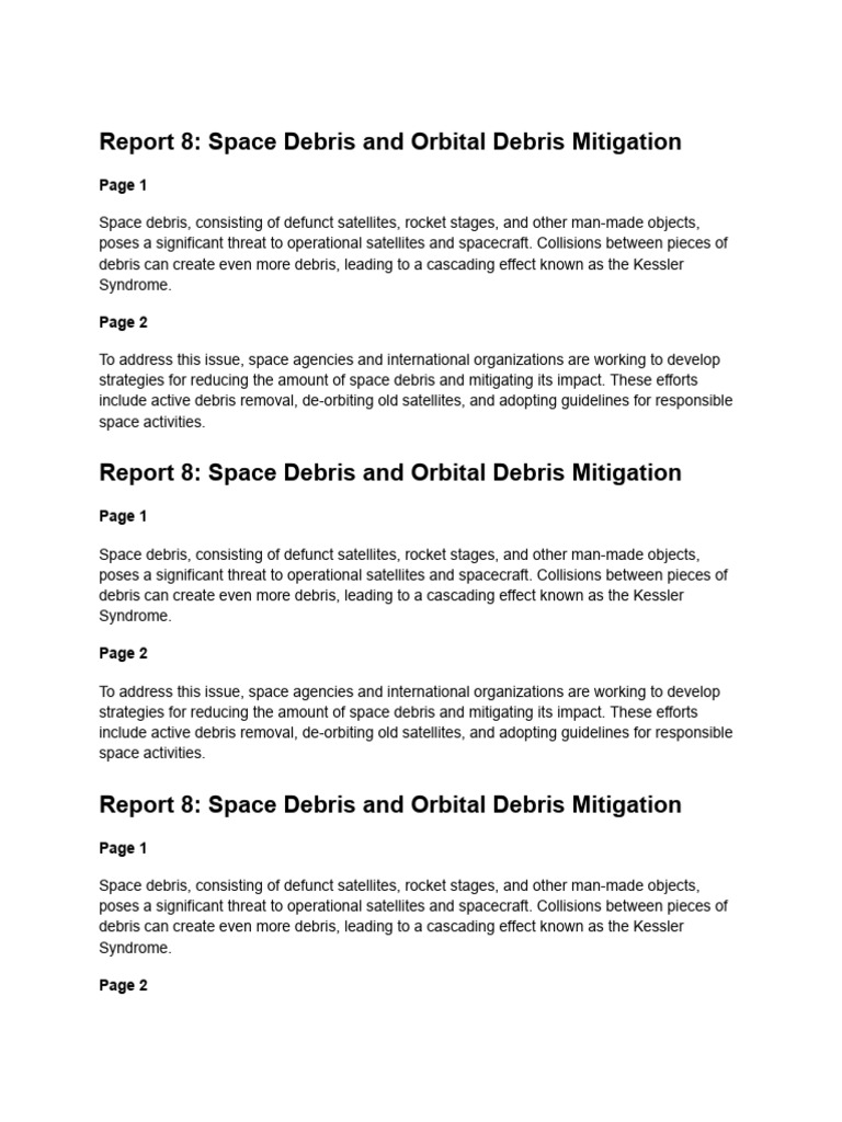 Space Debris Mitigation Report 8 | PDF