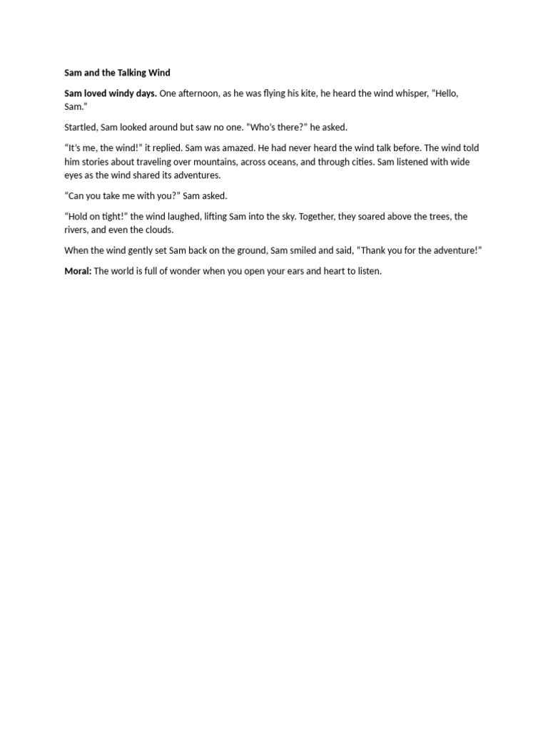 Sam and The Talking Wind | PDF | Poetry