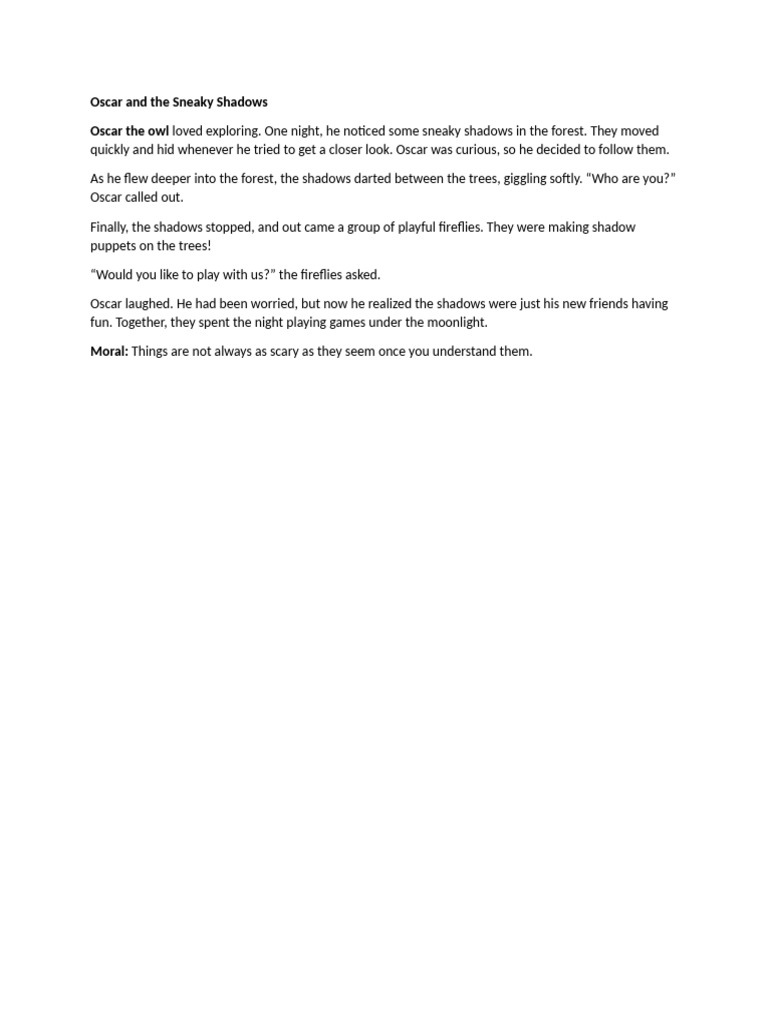 Oscar and The Sneaky Shadows | PDF | Mystery, Thriller & Crime Fiction ...