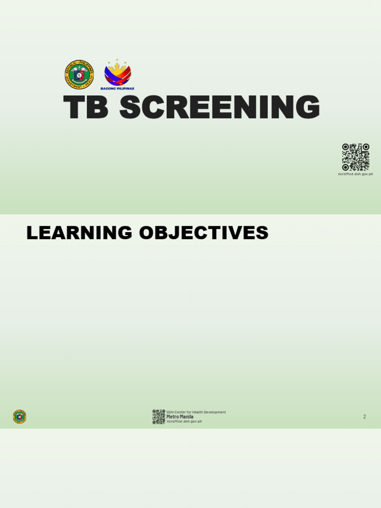 NTP MOP Screening For Tuberculosis | PDF | Tuberculosis | Screening ...
