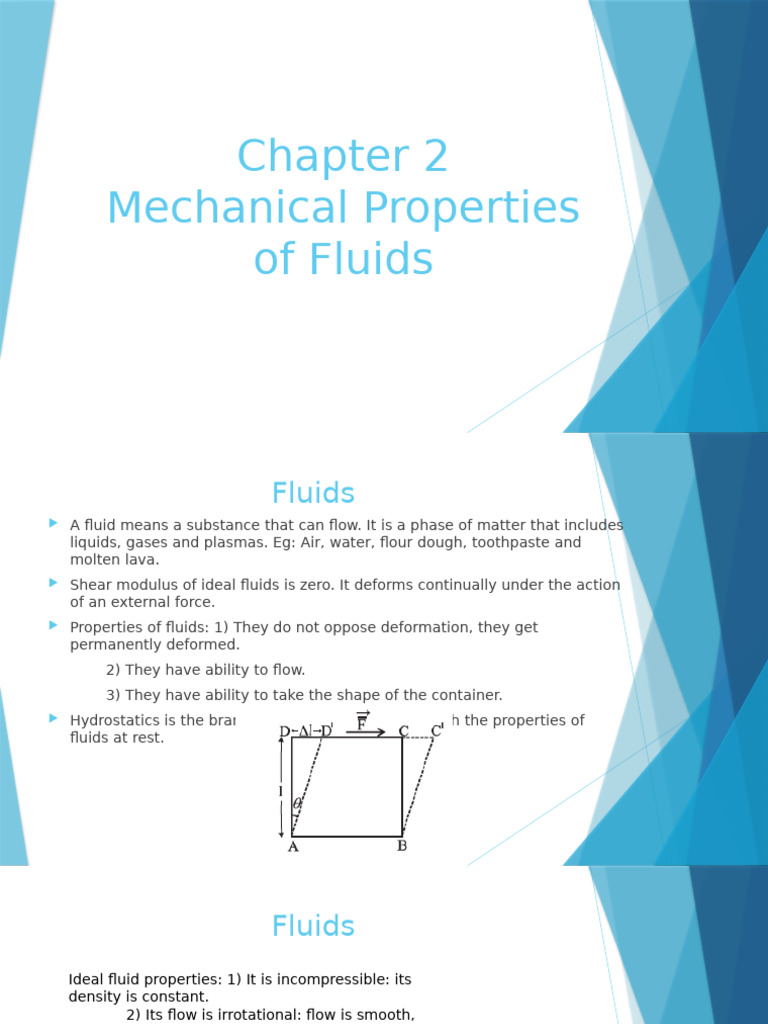 Chapter 2 Mechanical Properties of Fluids | PDF | Fluid Dynamics ...