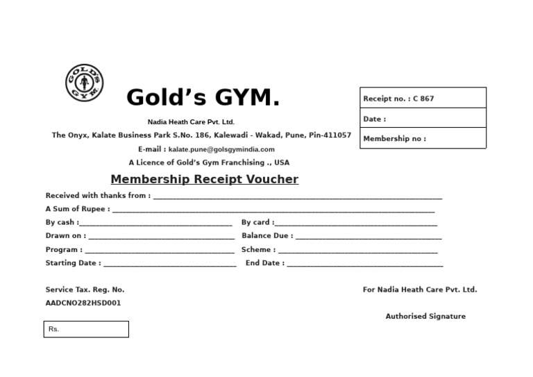 Gold Gym Bill Format | PDF