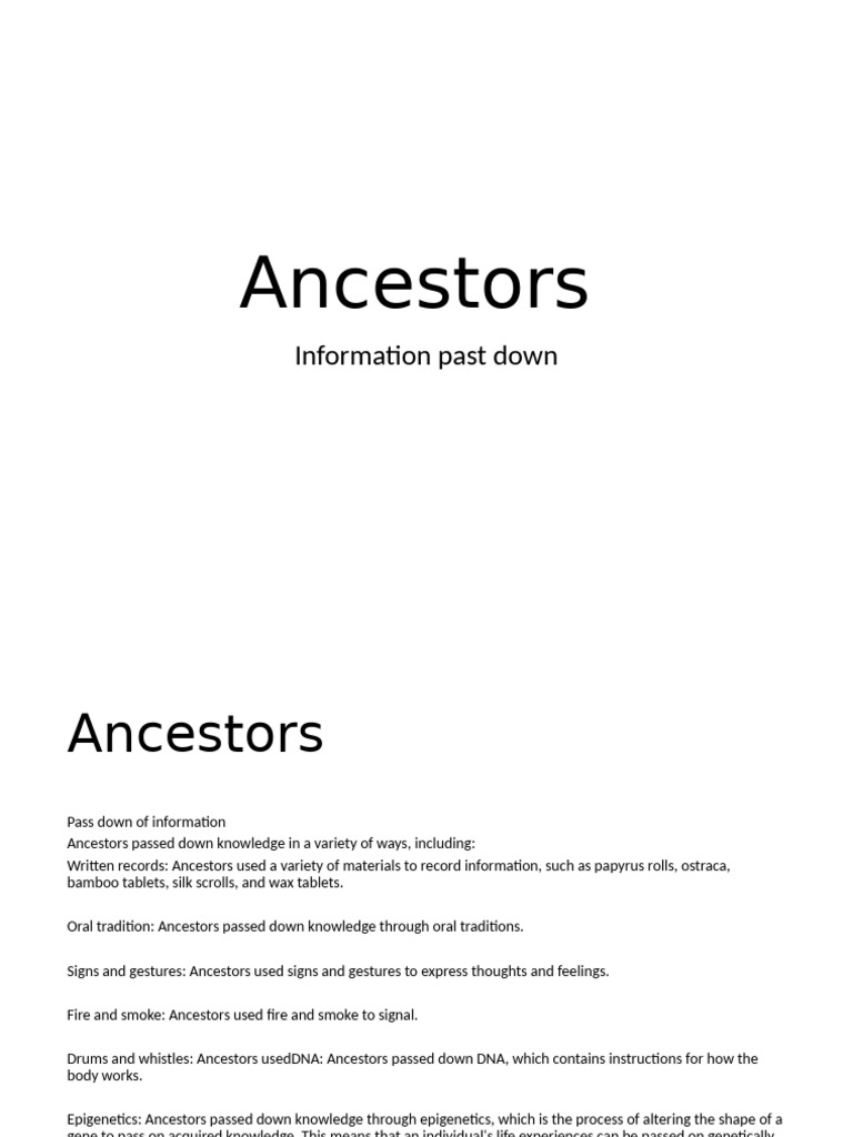 Ancestors | PDF | Foreign Language Studies
