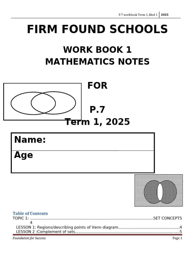 P7 Mathematics Workbook Term 1 2025 | PDF | Elementary Mathematics ...
