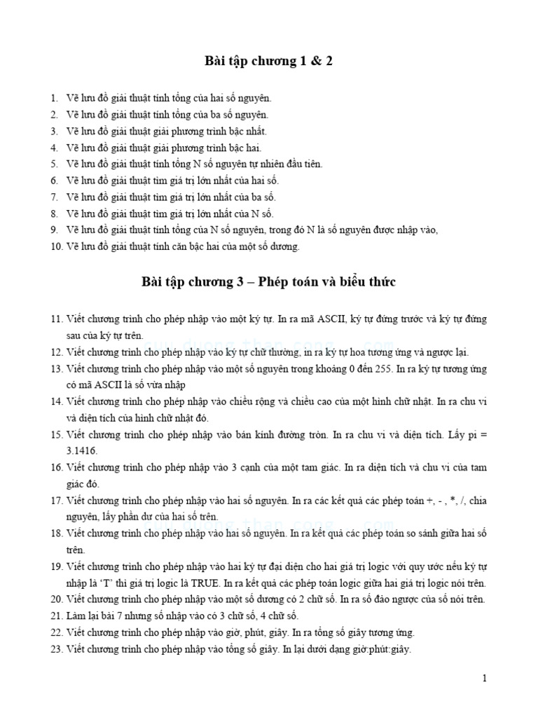 Nhap-Mon-Lap-Trinh Cslt2017 Bai Tap Ch1-4 - (Cuuduongthancong - Com) | PDF