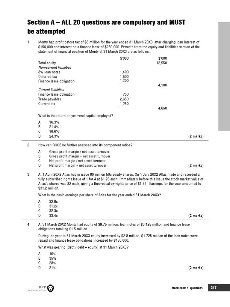 ACCA - F7 - Revision - Kit Test 1 | PDF | Equity (Finance) | Fair Value