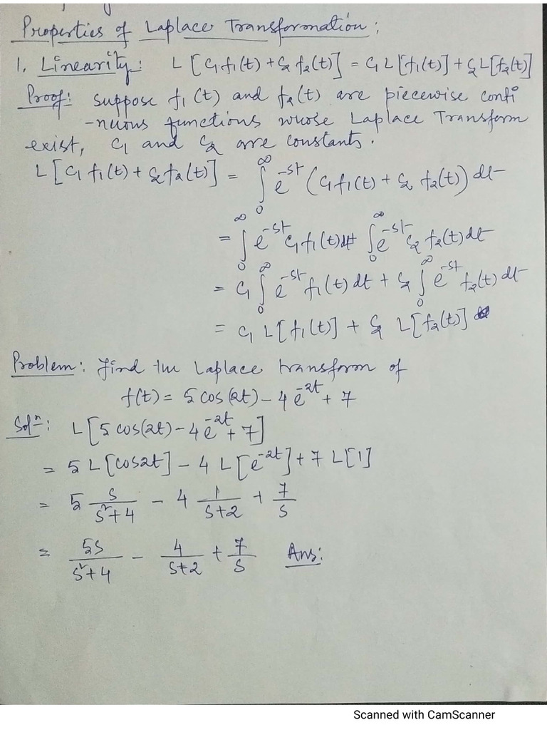 Properties of Laplace Transformation | PDF