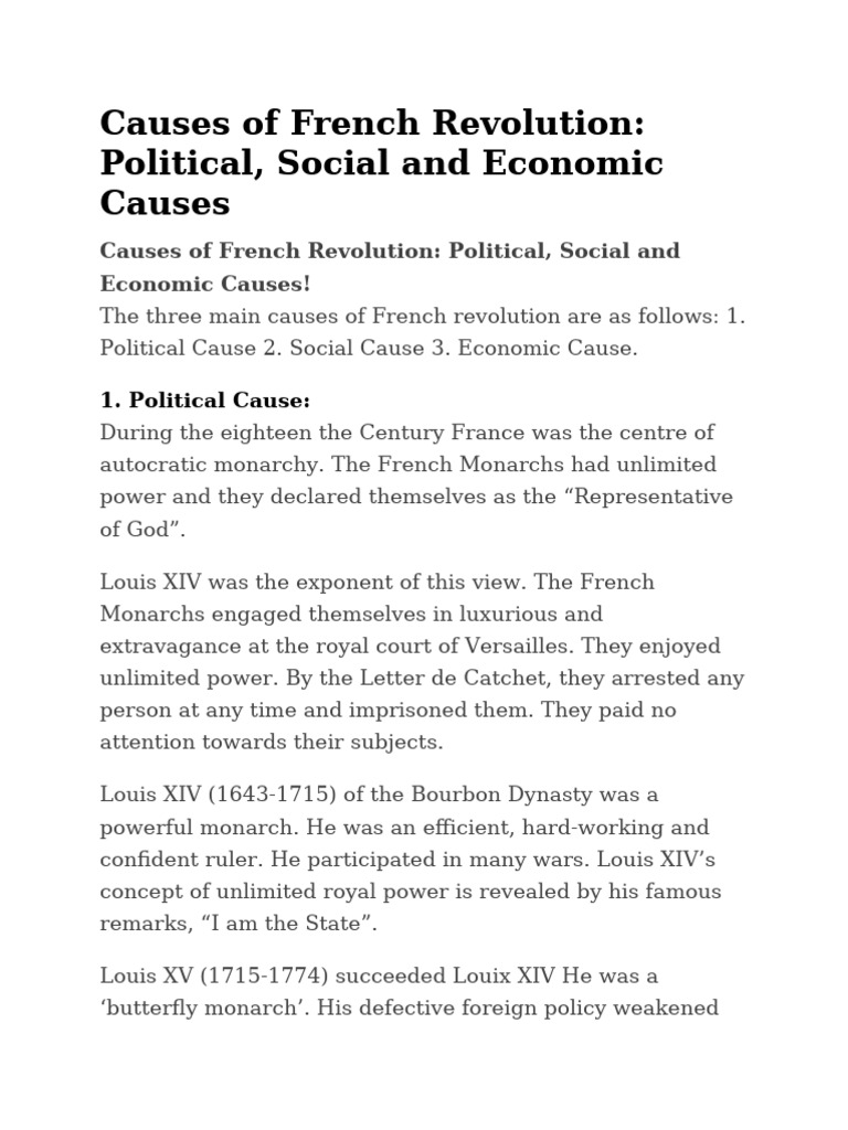 Causes of French Revolution | PDF | Kingdom Of France | Marie Antoinette