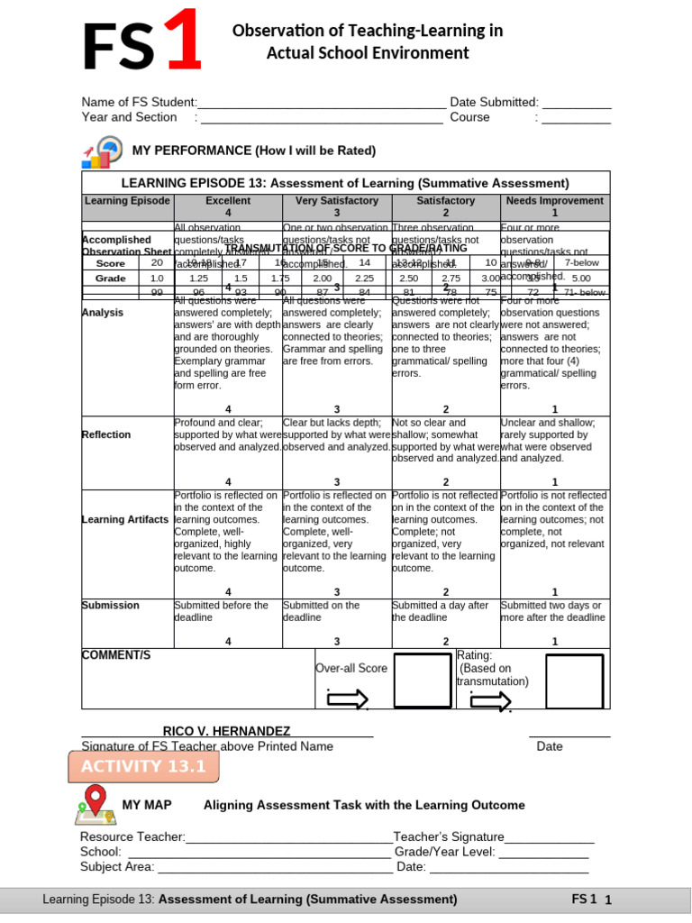 FS1 Episode 13: Learning Assessment Guide | PDF | Educational ...
