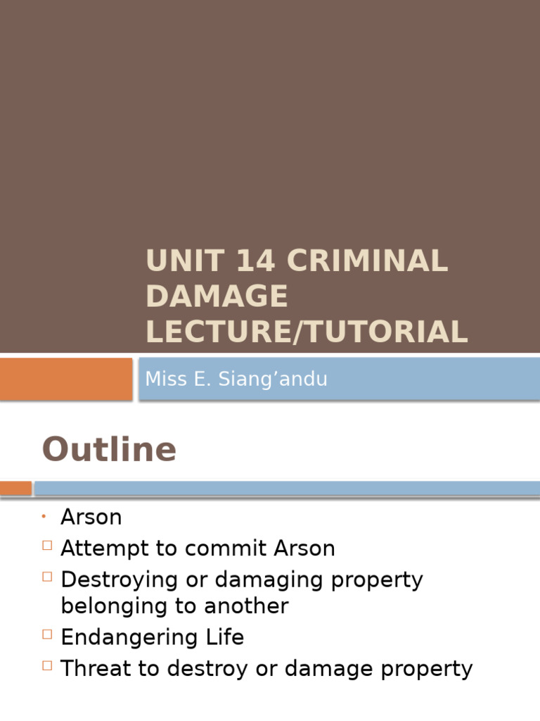 Unit 14 Criminal Damage Lecture | PDF | Arson | Crime & Violence