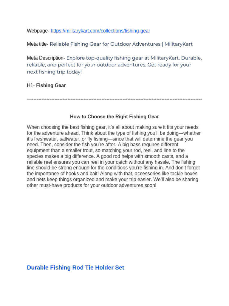 Fishing Gear | PDF | Fishing Tackle | Fishing Rod
