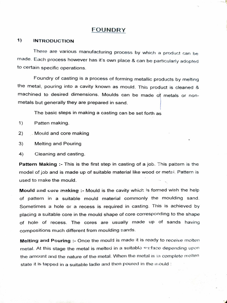 Foundry Shop (1) | PDF | Foundry | Casting