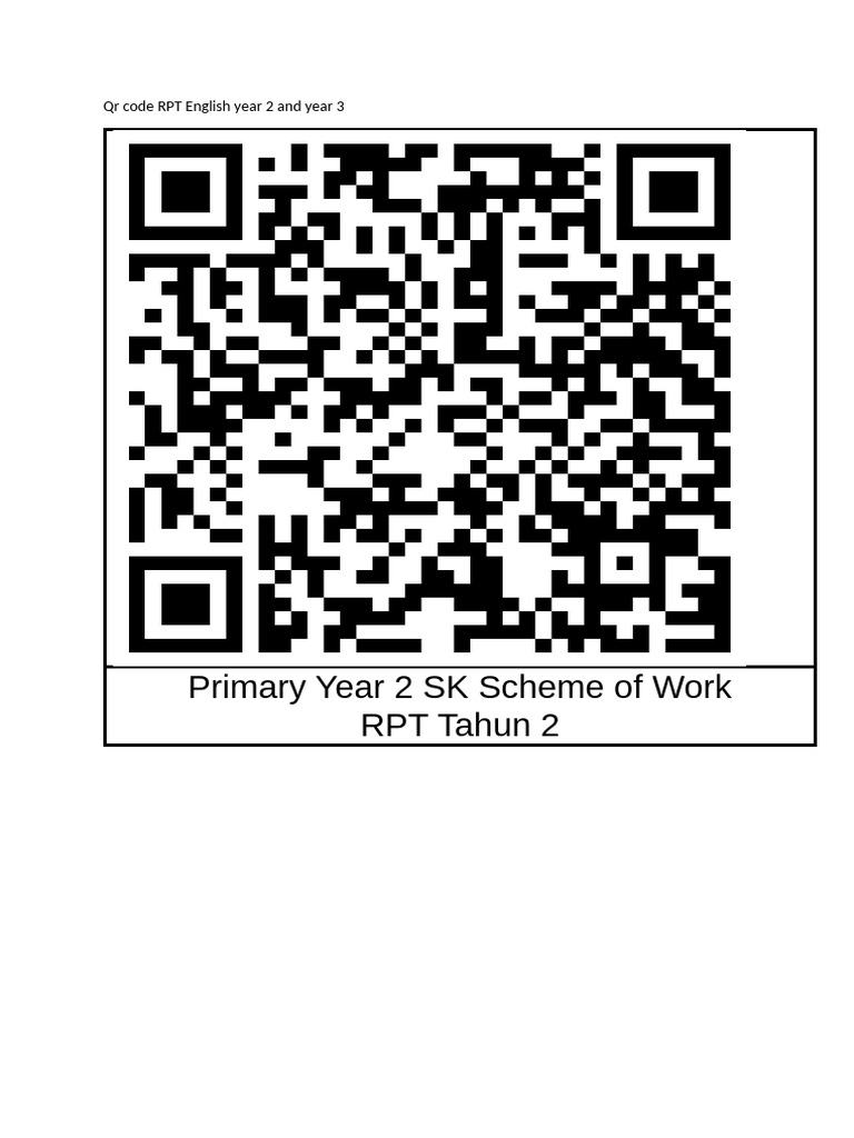 QR Code RPT English Year 2 and Year 3 | PDF