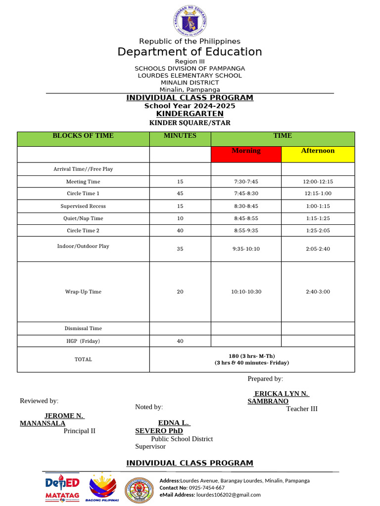KINDER - Edited MATATAG CUR - CLASSTEACHER PROGRAM 2024 2025 | PDF ...