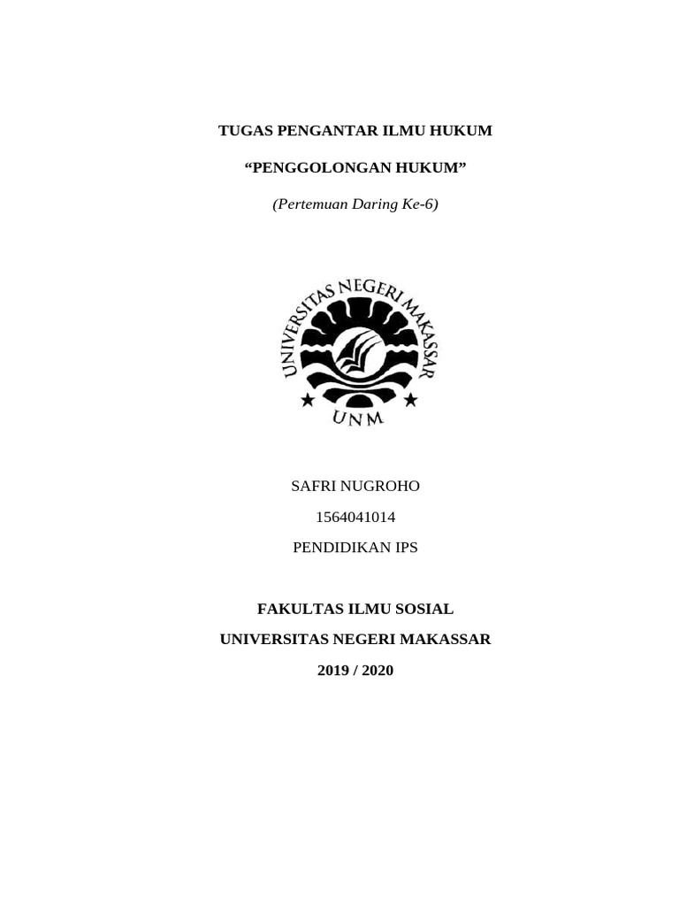TUGAS PIH Penggolongan Hukum (Safri Nugroho) | PDF