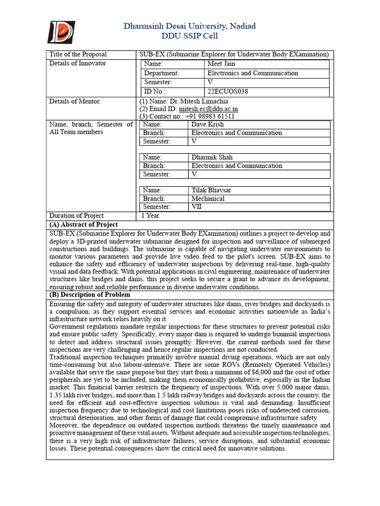 SUB-EX Final Proposal | PDF | Underwater Diving | Submarines