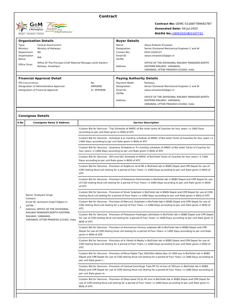 AMOC Varanasi | PDF | Contractual Term | Procurement