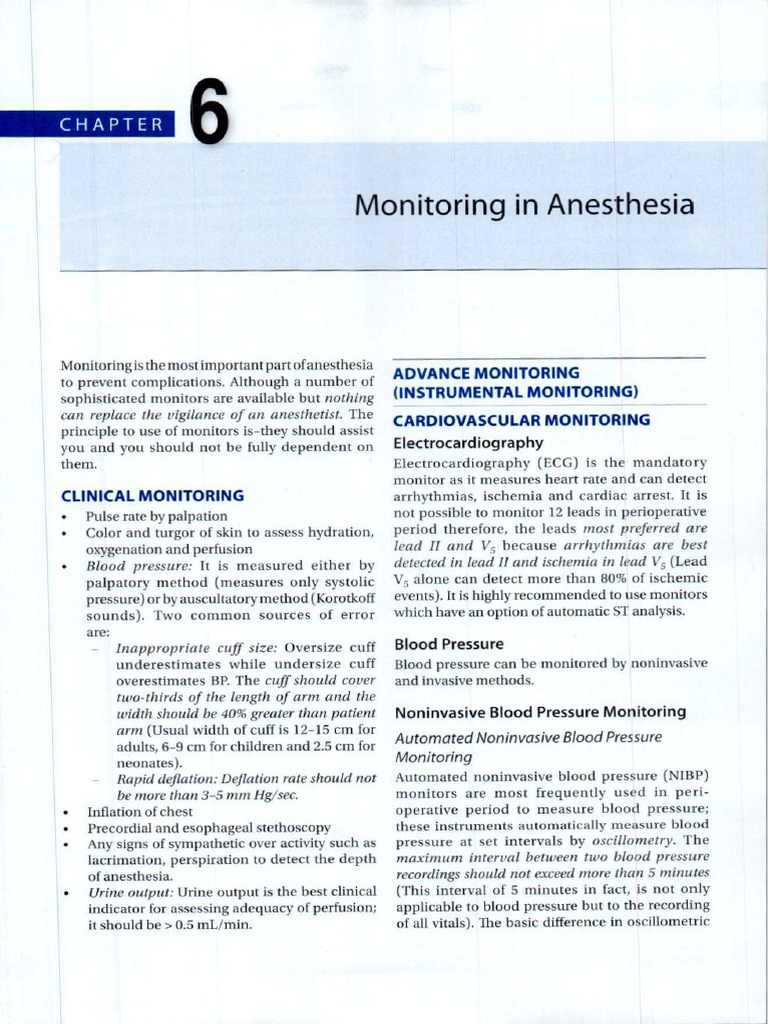 Anesthesia Monitoring Techniques | PDF | Blood Pressure | Heart