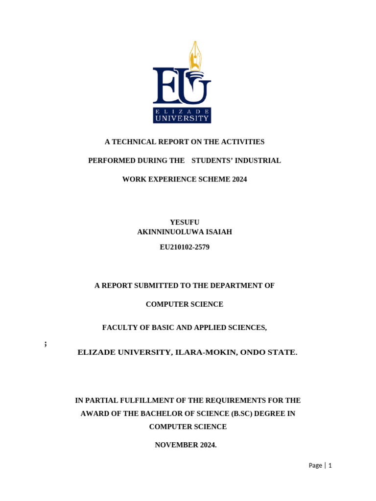SIWES Report: Computer Science 2024 | PDF | Closed Circuit Television ...