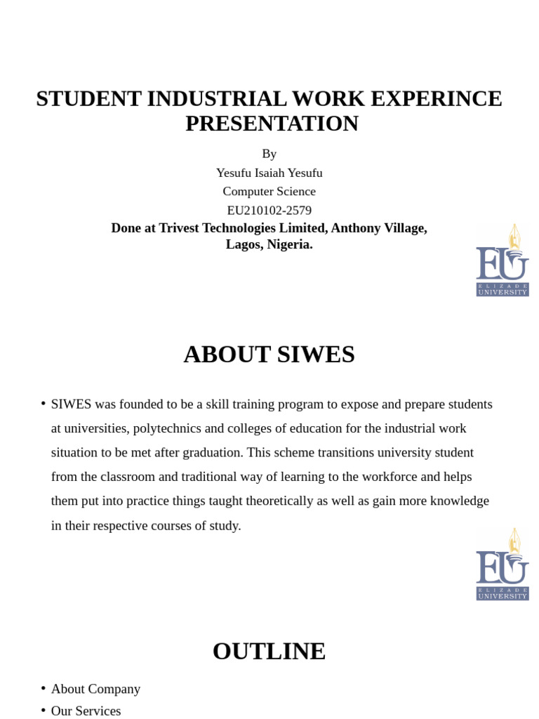 My SIWES Presentation | PDF | Access Control | Surveillance