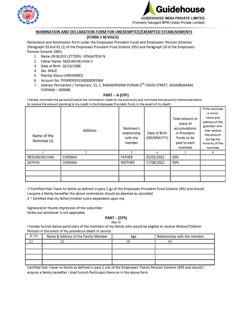 India Epfo Form | PDF