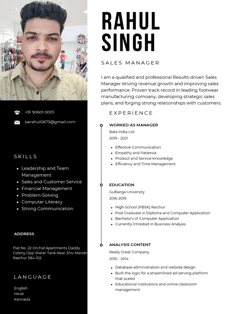 Sales Manager Resume: Rahul Singh | PDF