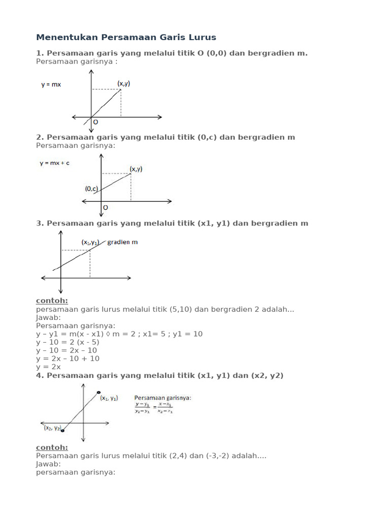 Menentukan Persamaan Garis Lurus | PDF