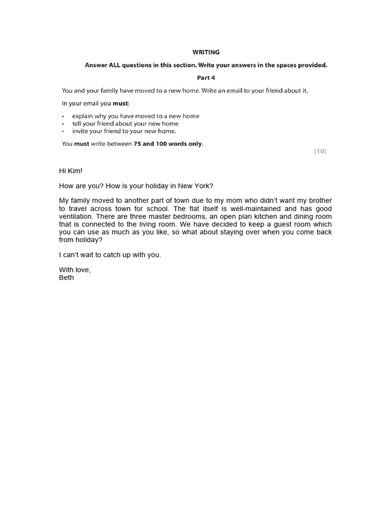 Edexcel-ESL-pastpaper-sample Writing Email-Nov2021 | PDF