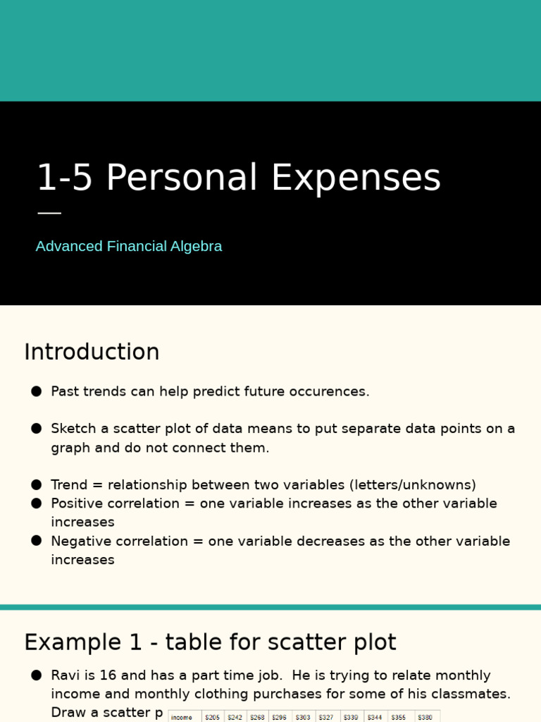 1-5 Personal Expenses | PDF | Scatter Plot | Applied Mathematics