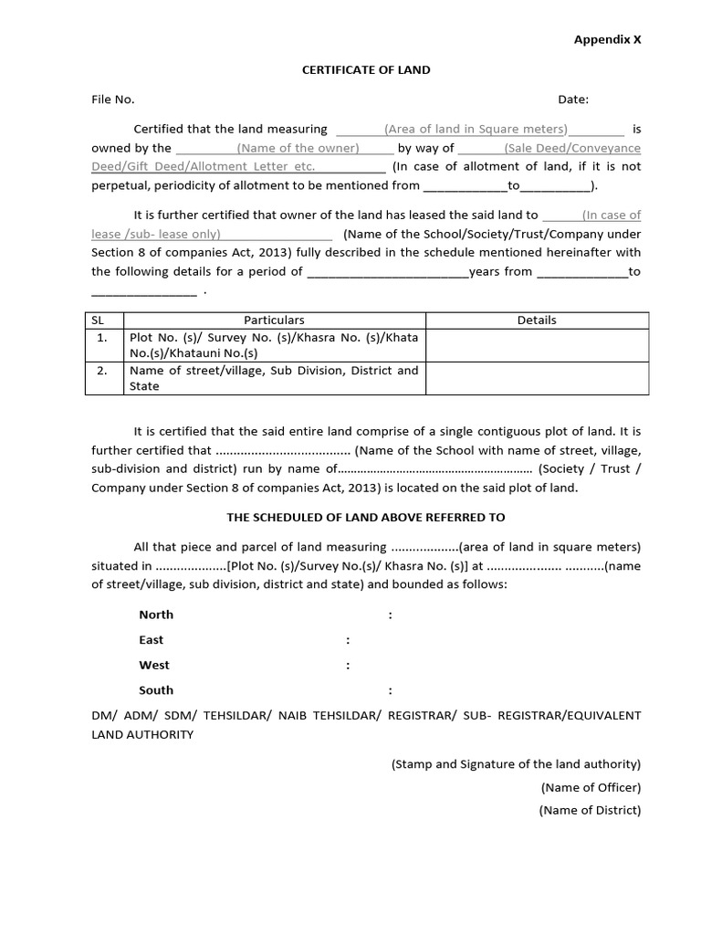 Land Ownership Certificate Format | PDF | Common Law | Civil Law ...