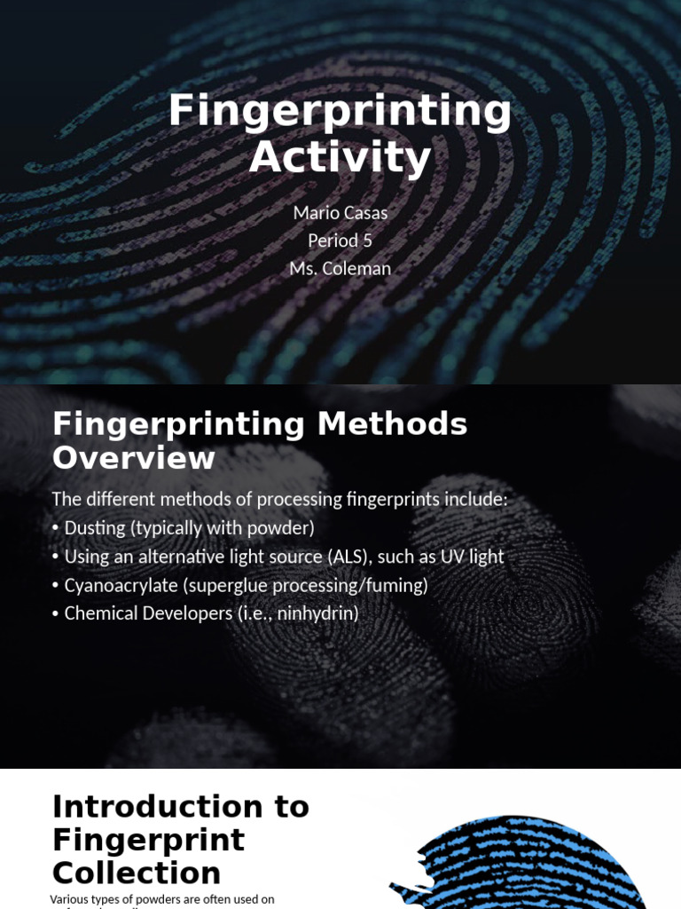 Fingerprinting Power Point | PDF | Fingerprint | Ultraviolet