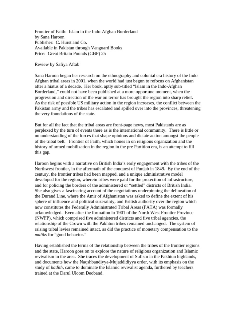 frontier of faith | PDF | Federally Administered Tribal Areas | Pakistan