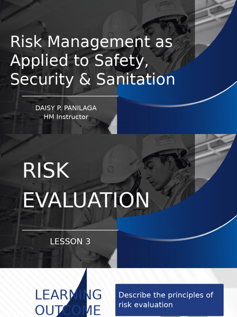 Lesson 3 - Risk Evaluation | PDF | Risk | Risk Management