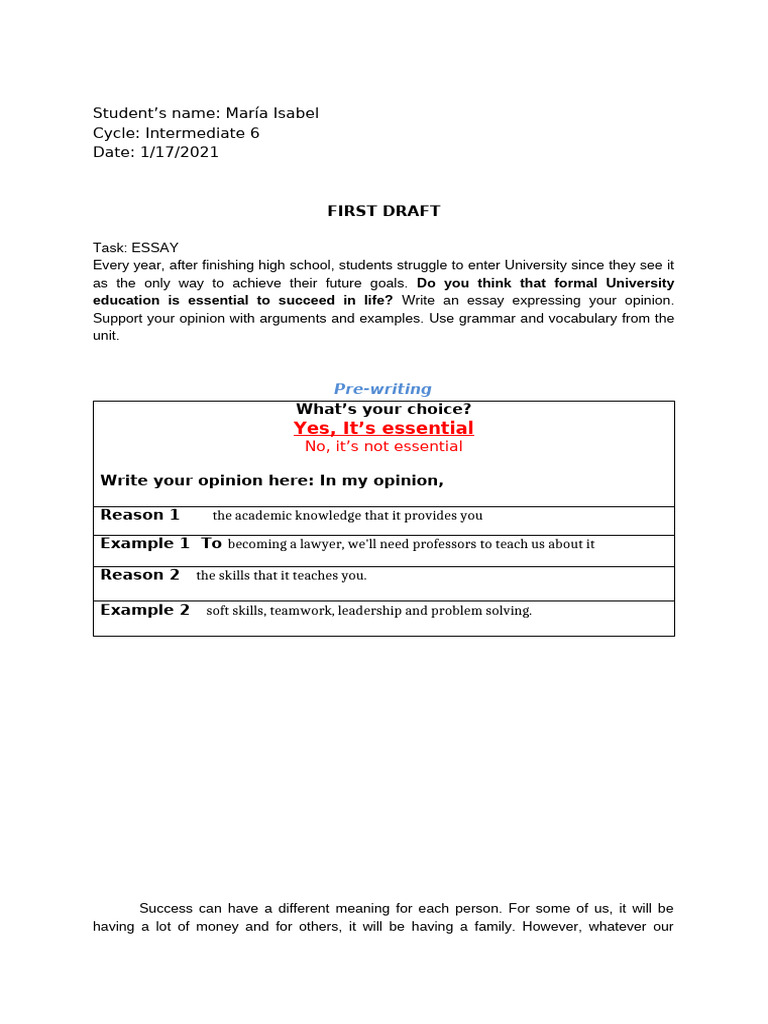 Writing Modal Intermediate 6 SECOND DRAFT | PDF | Knowledge | Reason