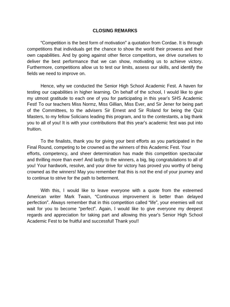 Closing Remarks | PDF