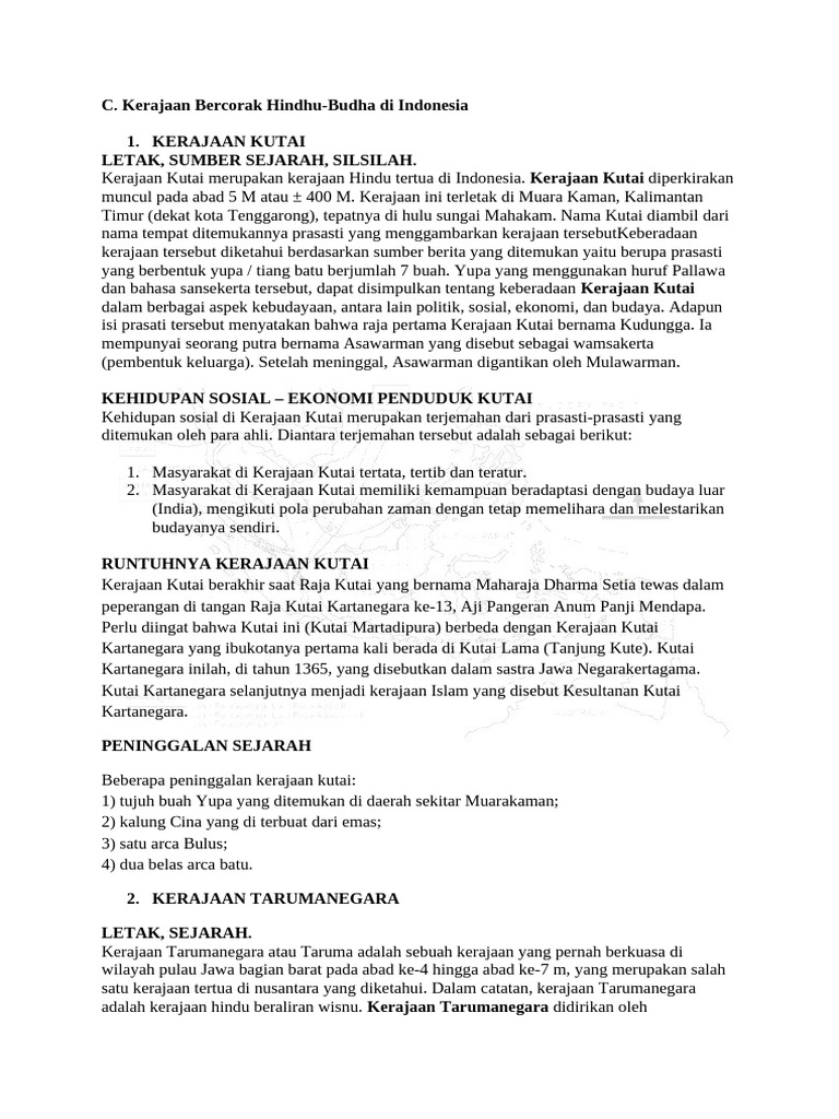 Kerajaan Bercorak Hindu Buda | PDF | Sejarah