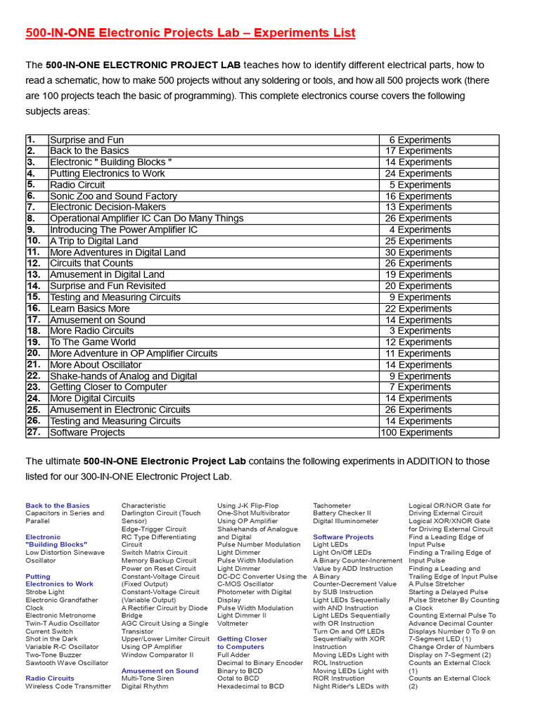 500-in-One Electronic Projects Guide | PDF | Electronic Oscillator ...