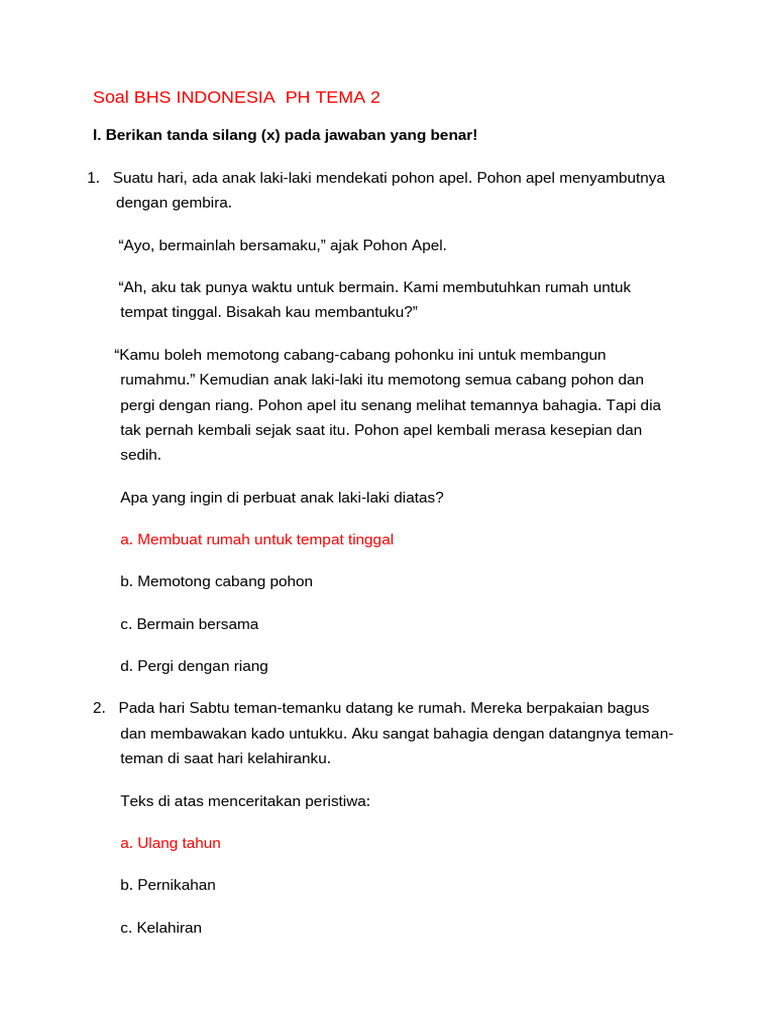 PH Tema 2 BHS Indonesia | PDF