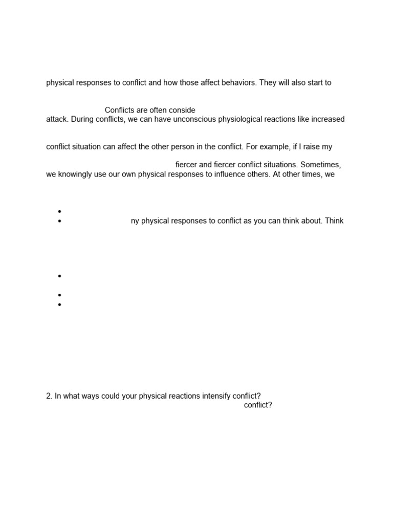 HOW WE REACT TO CONFLICT. Activity For Meeting 1 | PDF