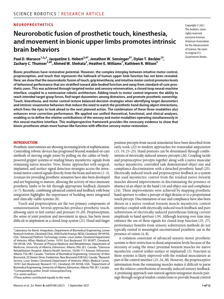 S13.s1 - PAPER - Neurorobotic Fusion of Prosthetic Touch, Kinesthesia ...