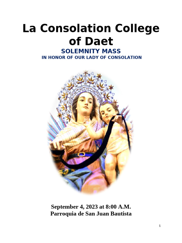 New-SOLEMNITY MASS OF OUR LADY OF CONSOLATION 11-2-1 | PDF | Eucharist ...