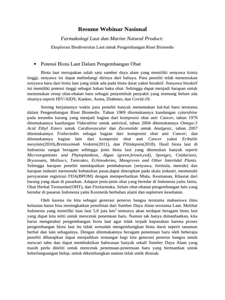 0.1 Resume Webinar Nasional Tugas Bio | PDF | Kesehatan Holistik