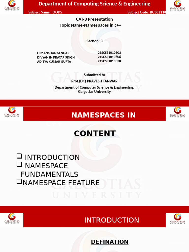 Cat3 - Template of PPT Oops | PDF | Namespace | Scope (Computer Science)