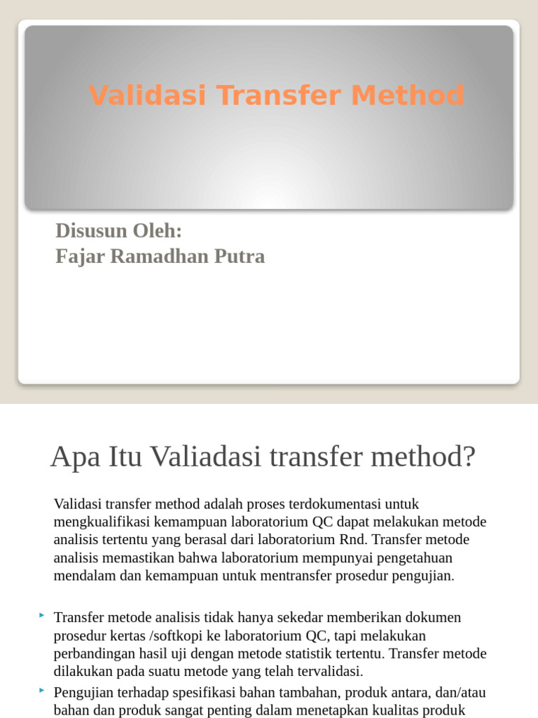 Validasi dan Transfer Metode Analisis | PDF | Komputer