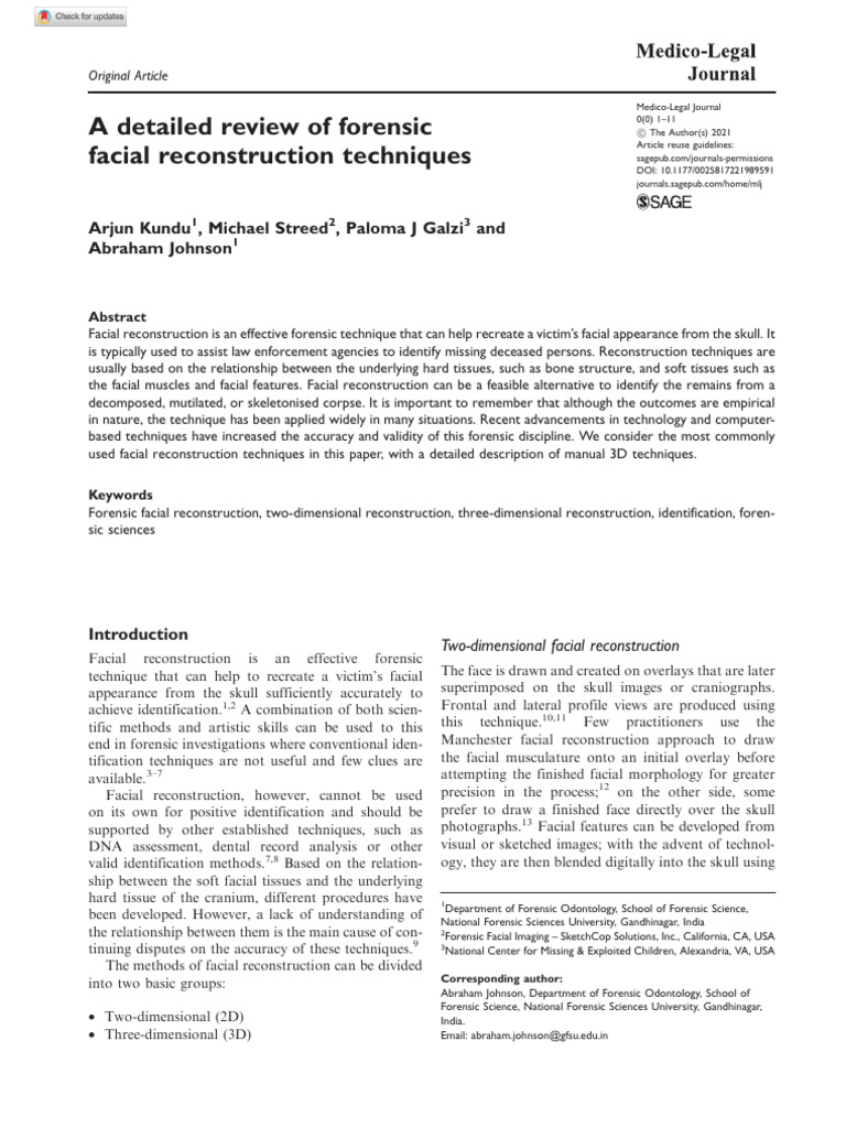 A Detailed Review of Forensic Facial Reconstruction Techniques | PDF ...