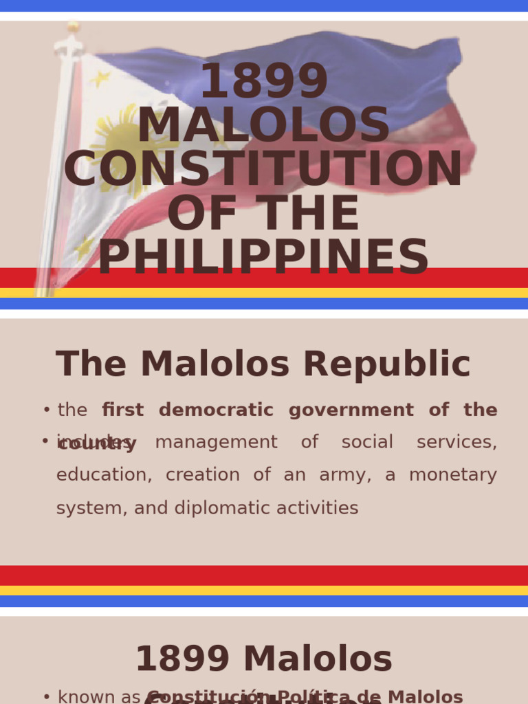 The 1899 Malolos Constitution | PDF | President Of The Philippines | World Politics