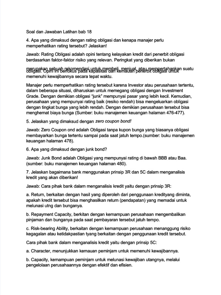 PDF Soal Dan Jawaban Latihan Bab 18 MK - Compress | PDF