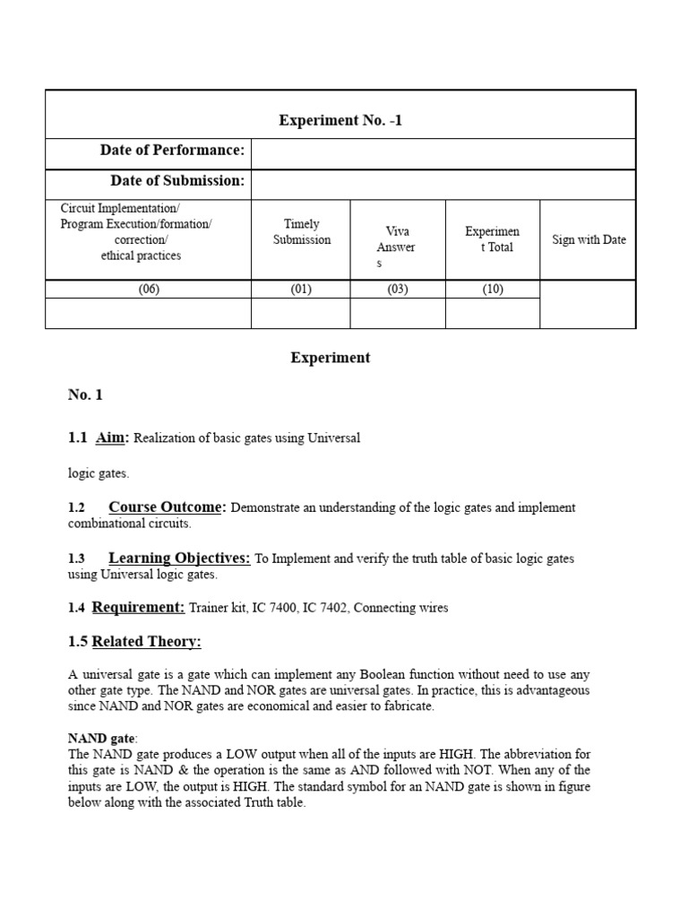 DCSD_Exp1 | PDF | Logic Gate | Electronic Engineering
