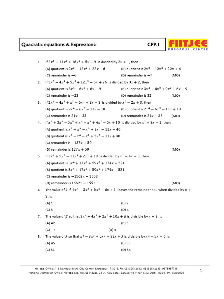 Open 21 - 11 - 09 - 21 - 09 - 2024 - CPP - QEE.1 | PDF | Polynomial | Mathematics